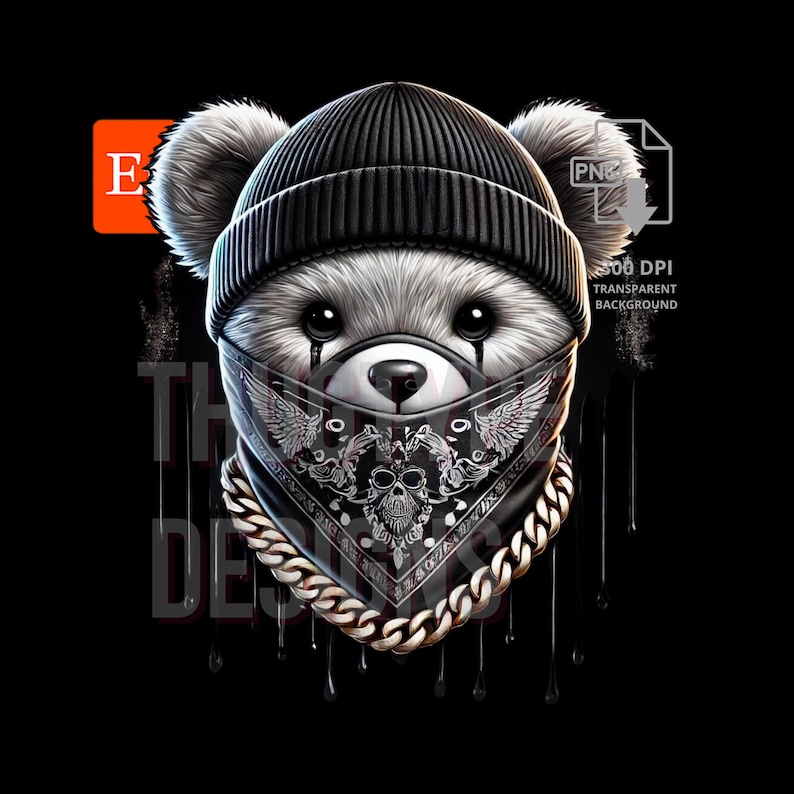 Hip Hop Dripping Gangsta Teddy Bear Graffiti Cartoon - Digital Download ...