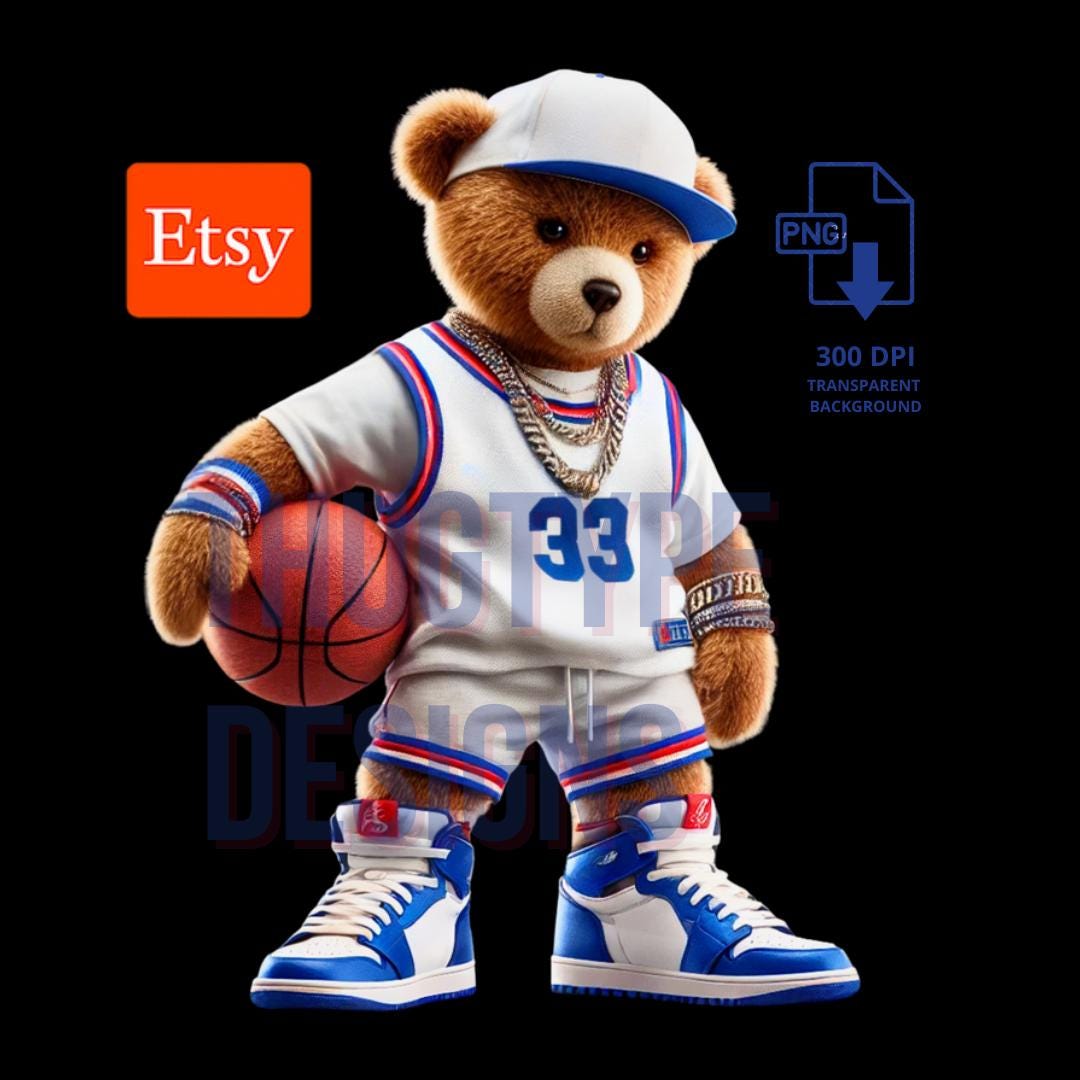 Basketball Hip Hop Gangsta Teddy Bear Cartoon- Digital Download PNG, B ...