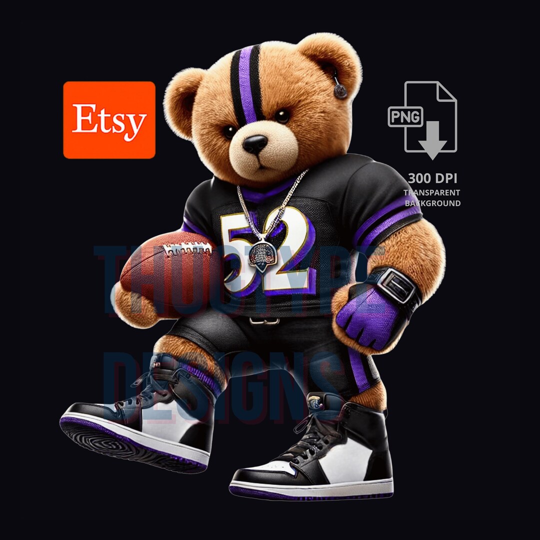 Baltimore Gangsta Teddy Bear Png, PNG, Football Inspired Png, Digital ...