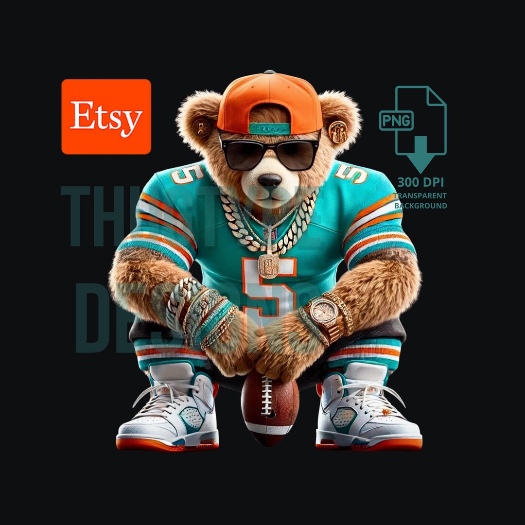 Miami Football Hip Hop Teddy Bear, Teddy Bear PNG, Cartoon Teddy Bear ...