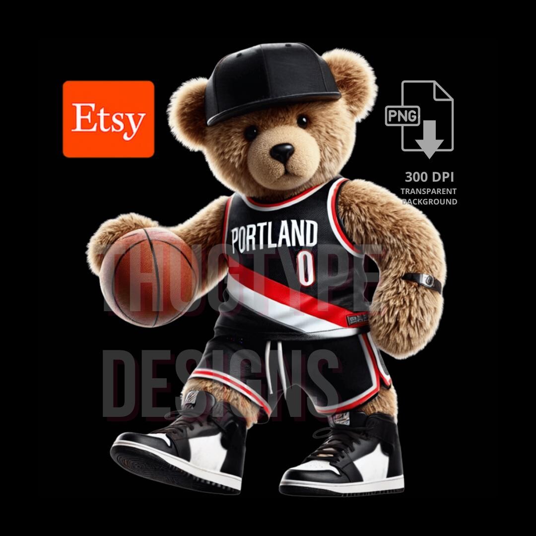 Basketball Hip Hop Gangsta Teddy Bear Cartoon Digital Download PNG, B ...