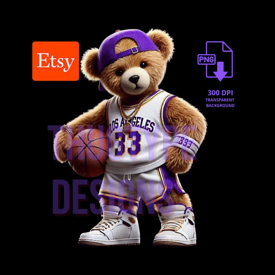 Los Angeles Basketball Hip Hop Teddy Bear PNG | Urban Streetwear Baller ...