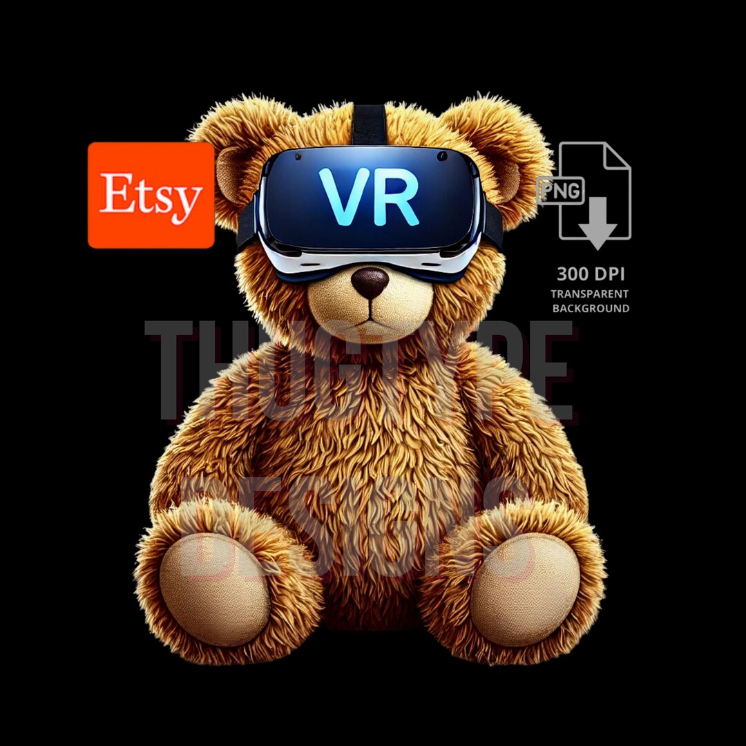 Virtual Reality Hip Hop Teddy Bear Cartoon PNG, VR Glasses Streetwear ...