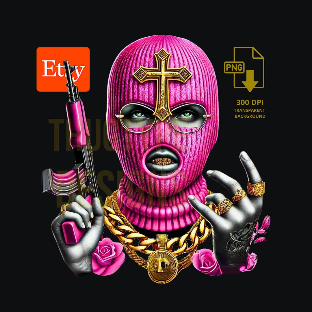 Armed Ski Mask Girl Png, Ski Mask Gangsta Girl Png, Pink Ski Mask Girl ...