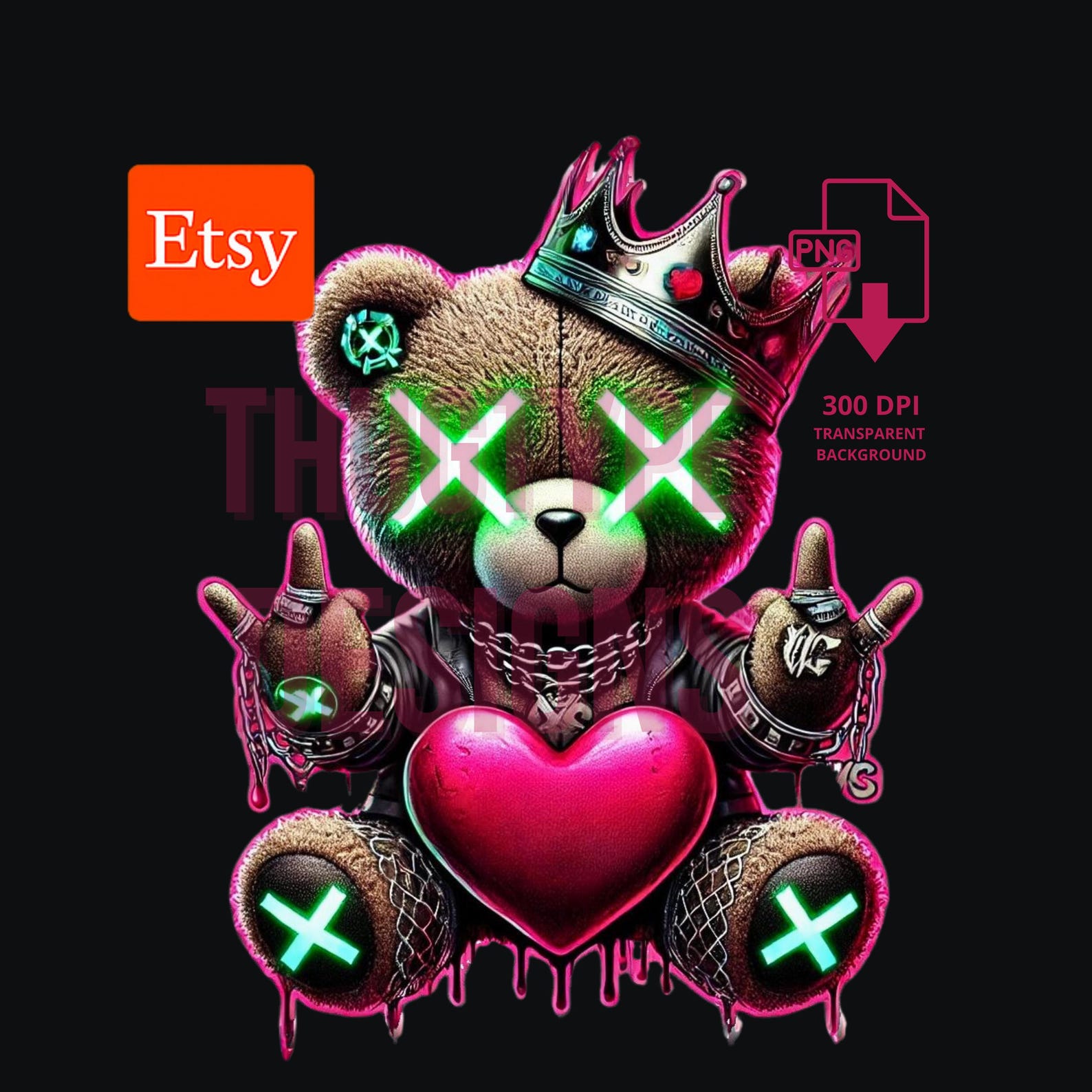 Royal Gangsta Teddy Bear, Gold King Hip Hop Teddy Bear, Trendy Graffiti ...