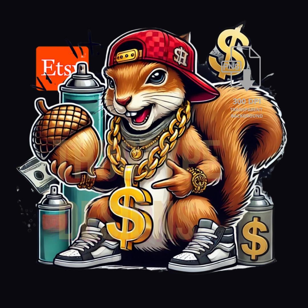 Streetwear Graffiti Hip Hop Squirrel PNG | Graphic T-shirt Digital File ...