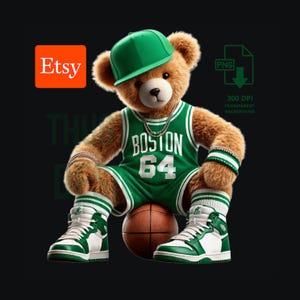 Boston Basketball Hip Hop Gangsta Teddy Bear PNG | Urban B-ball Teddy ...