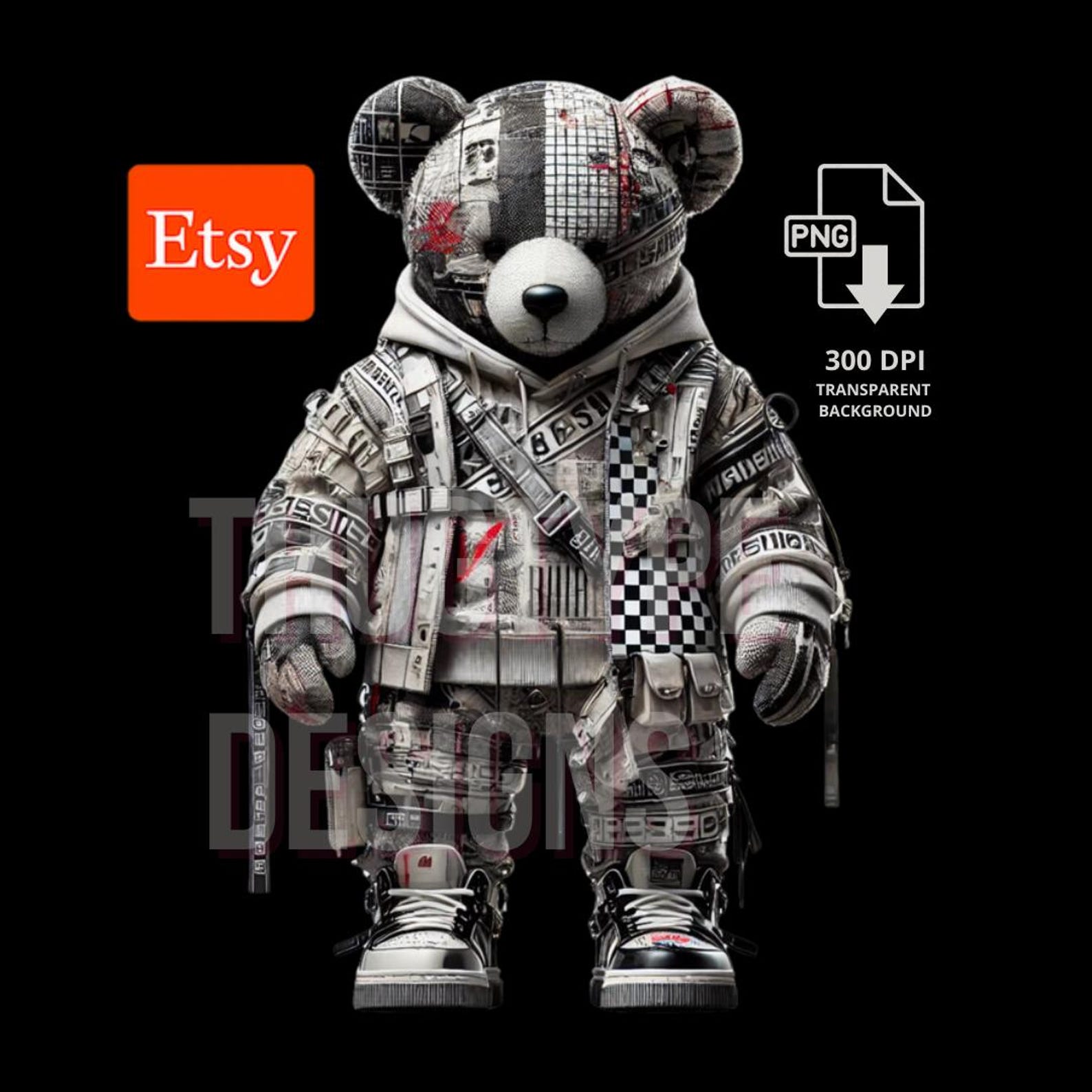 Urban Tattered Teddy Bear PNG Dripping Sublimation Design Png for ...