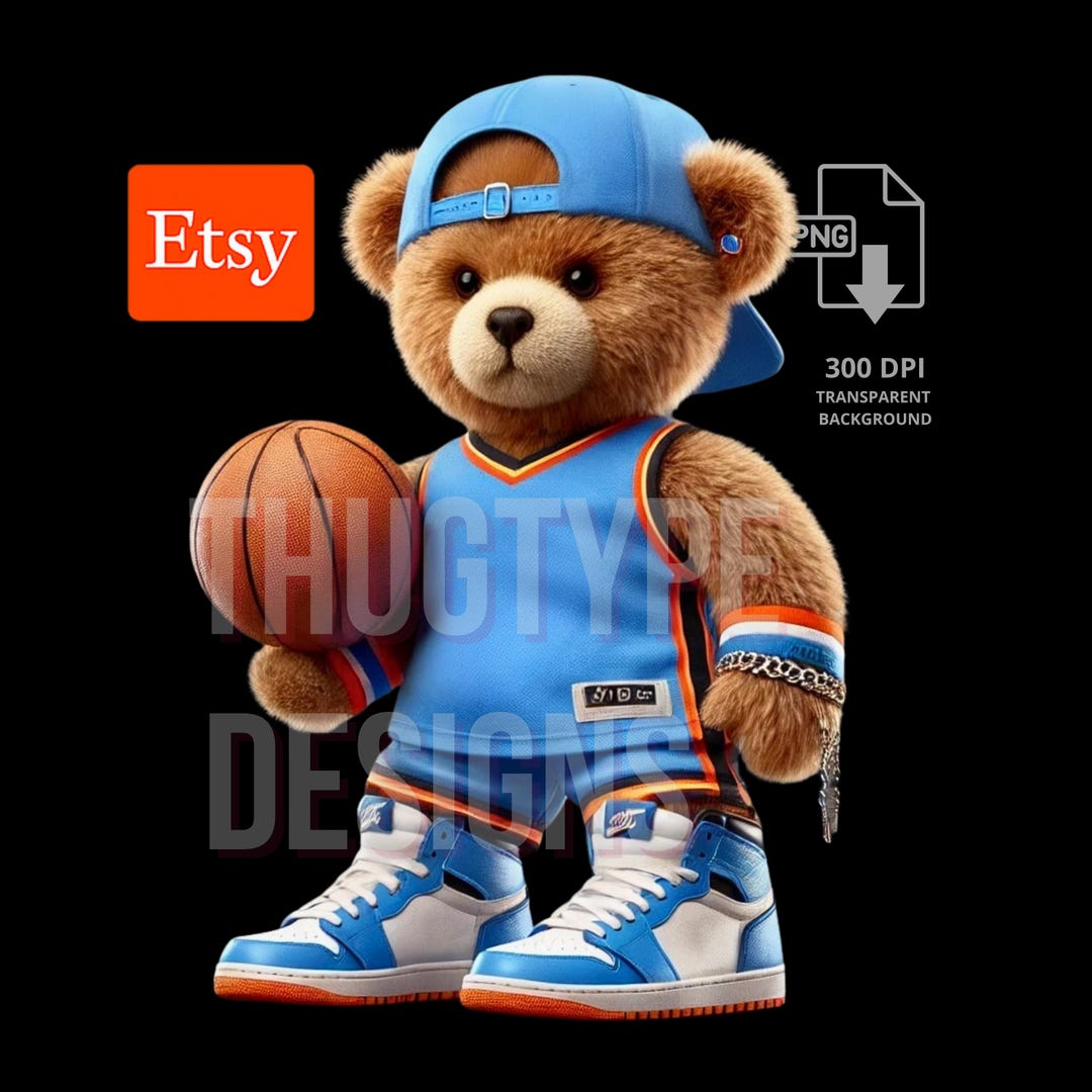 Basketball Hip Hop Gangsta Teddy Bear Cartoon- Digital Download PNG, B ...