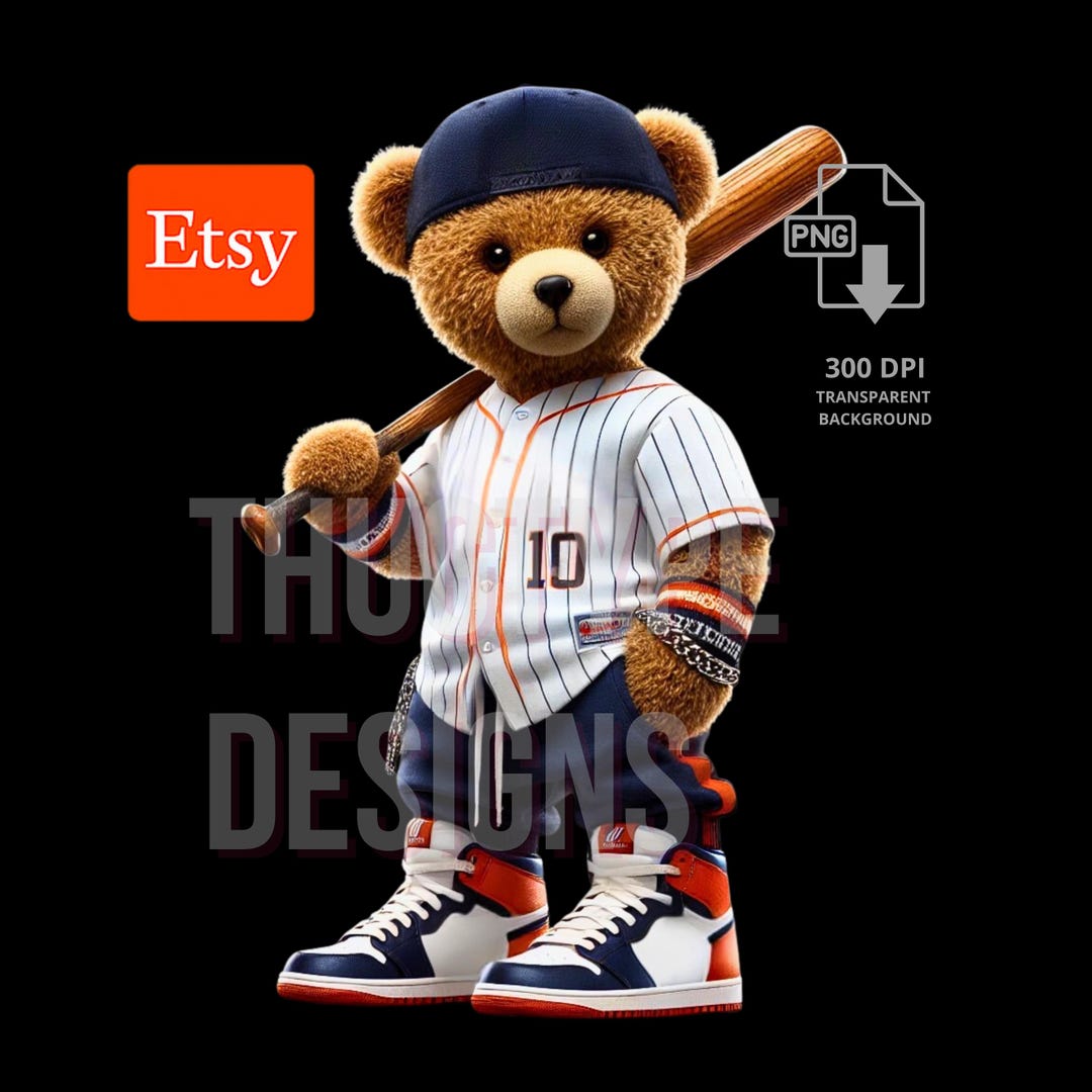Baseball Gangsta Teddy Bear Digital Download PNG Baseball Bear Theme ...