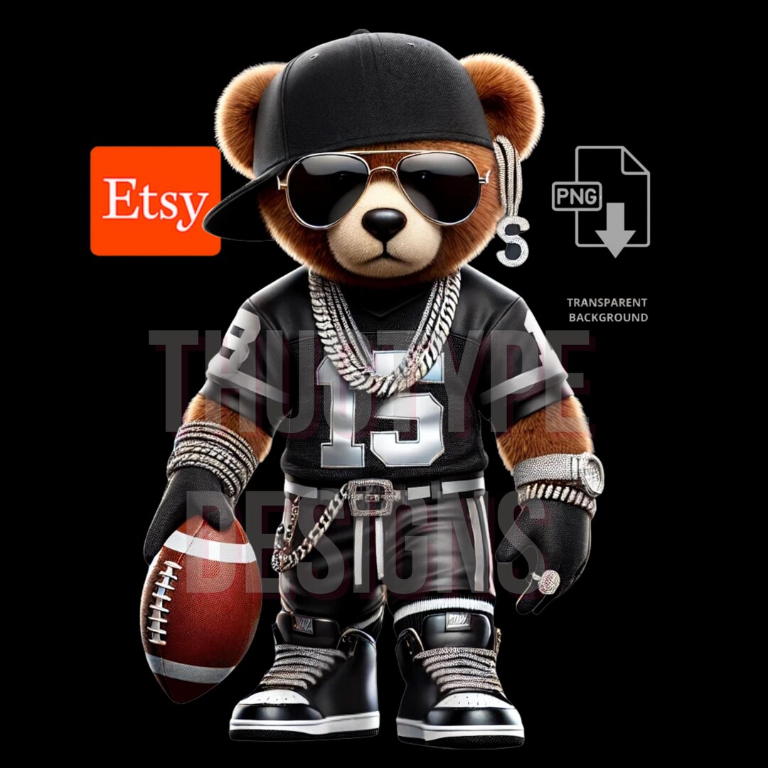 Football Gangsta Teddy Bear Png, PNG, Digital Download, PNG, Football ...