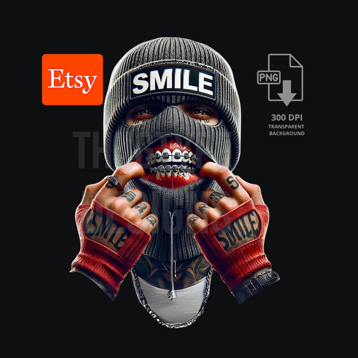 Smile Ski Mask Gangster PNG, Gangster PNG, Urban Digital Design Png ...