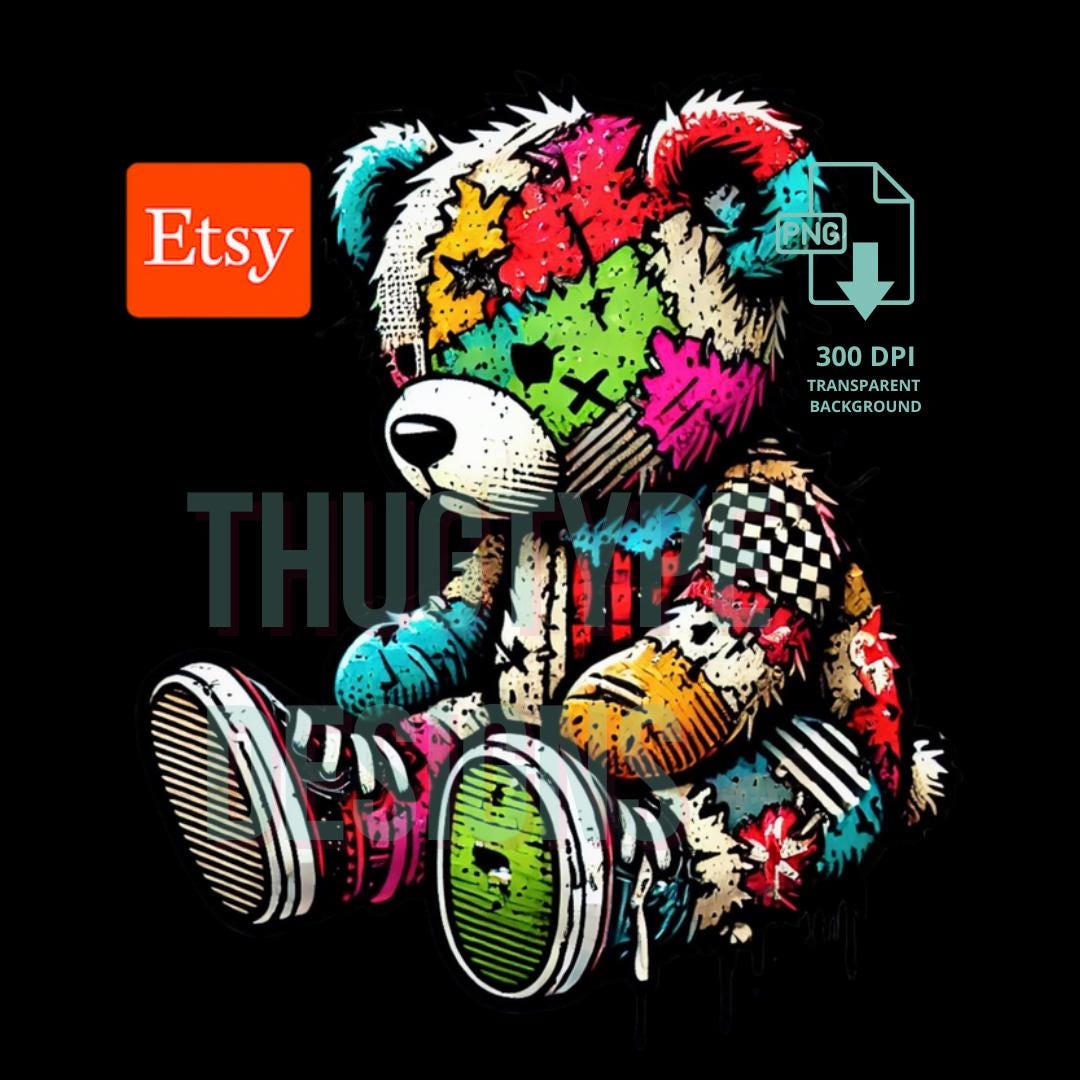 Tattered Teddy Bear PNG, Dripping Sublimation Design Png for Tshirt ...