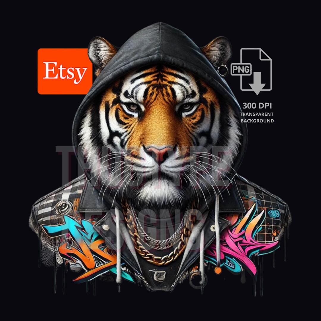 Dripping Gangsta Streetwear Graffiti Tiger PNG | Graphic T-shirt ...