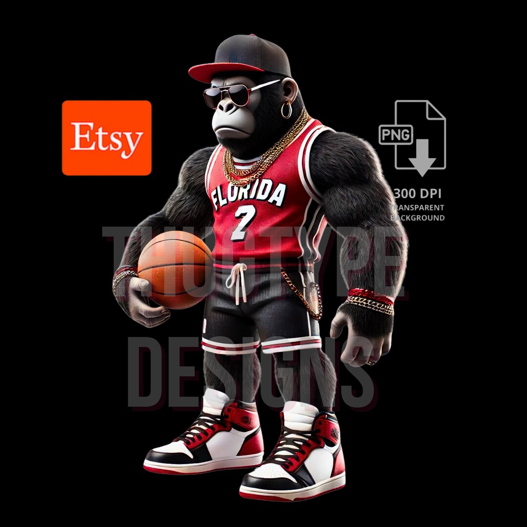 Florida Basketball Hip Hop Gangsta Gorilla Cartoon Digital Download PNG ...