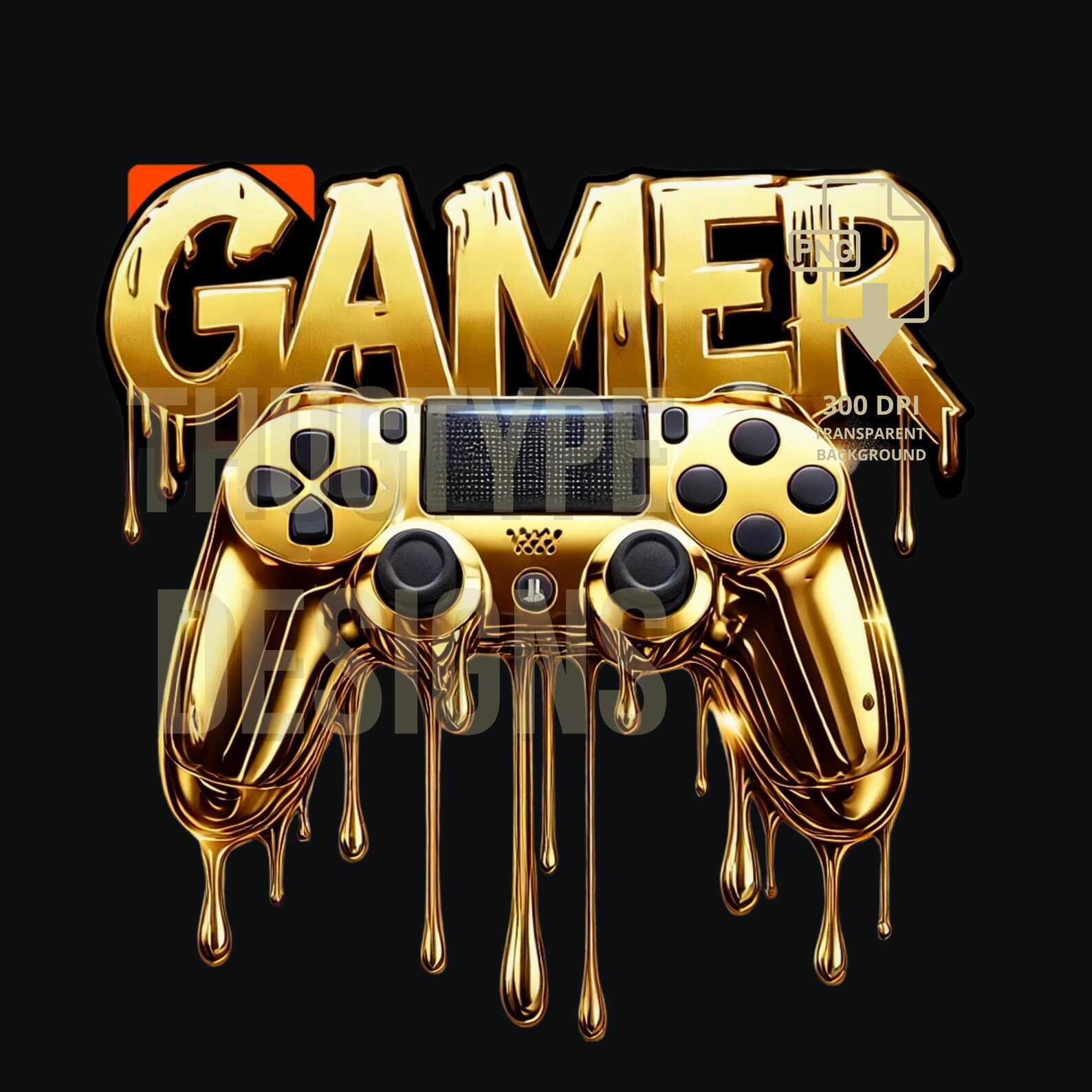 Dripping Gold Gamer Png Graffiti Gaming Controller Sublimation Design ...