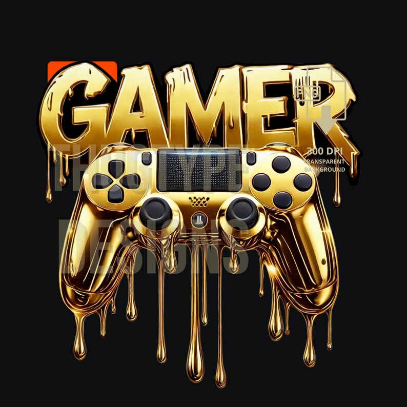 Dripping Gold Gamer Png Graffiti Gaming Controller Sublimation Design ...