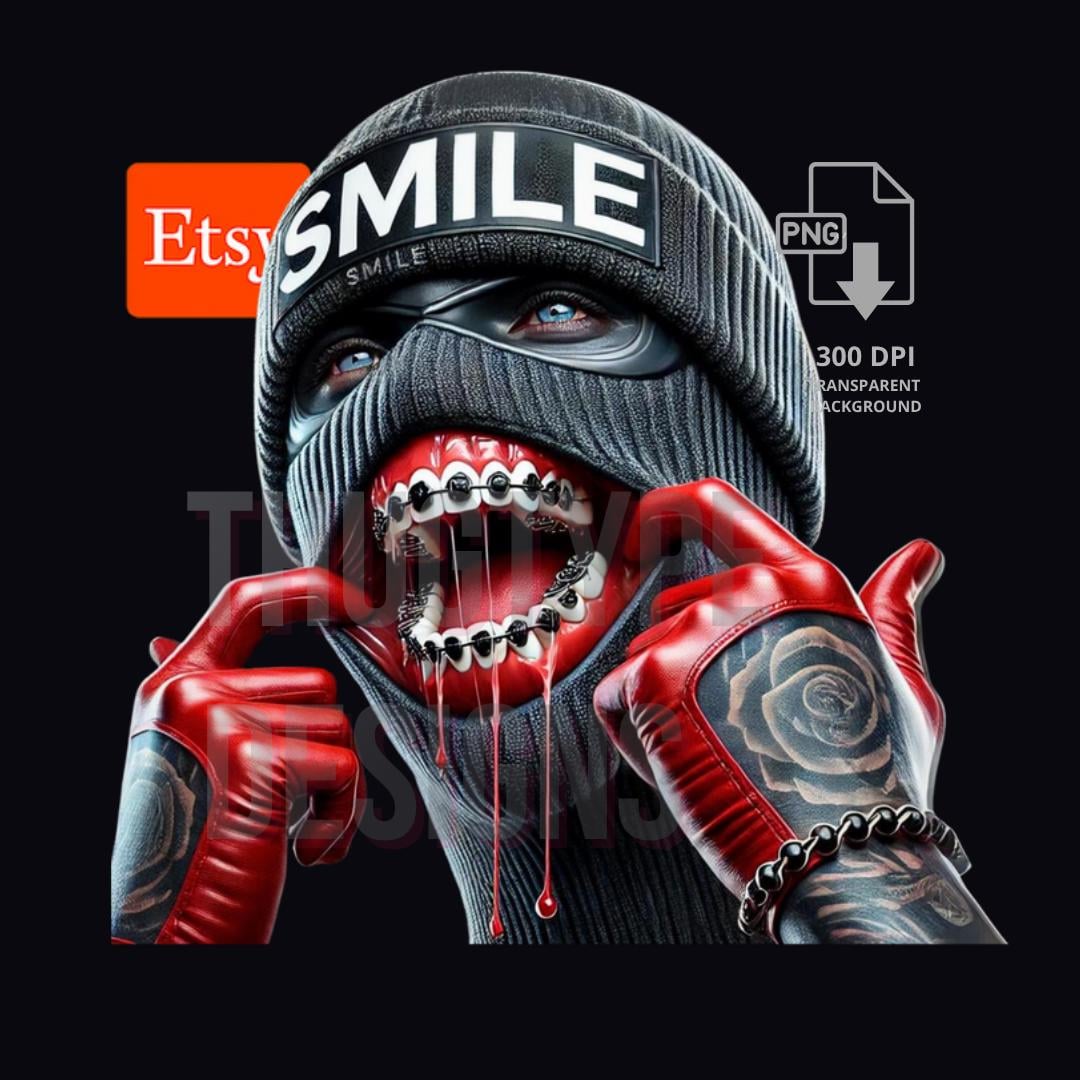 Smile Ski Mask Gangster PNG, Gangster PNG, Urban Designs, Streetwear ...