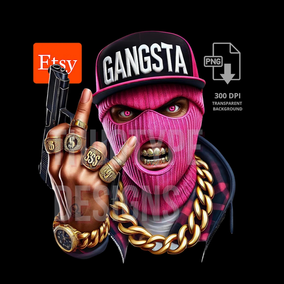 Armed Ski Mask Gangster PNG, Gangster PNG, Urban Designs, Streetwear ...