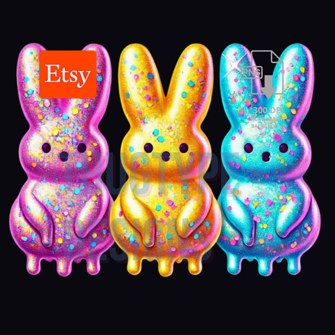 Easter Peeps PNG, Cute Bunny Png, Easter Glitter Bunnies Clipart ...