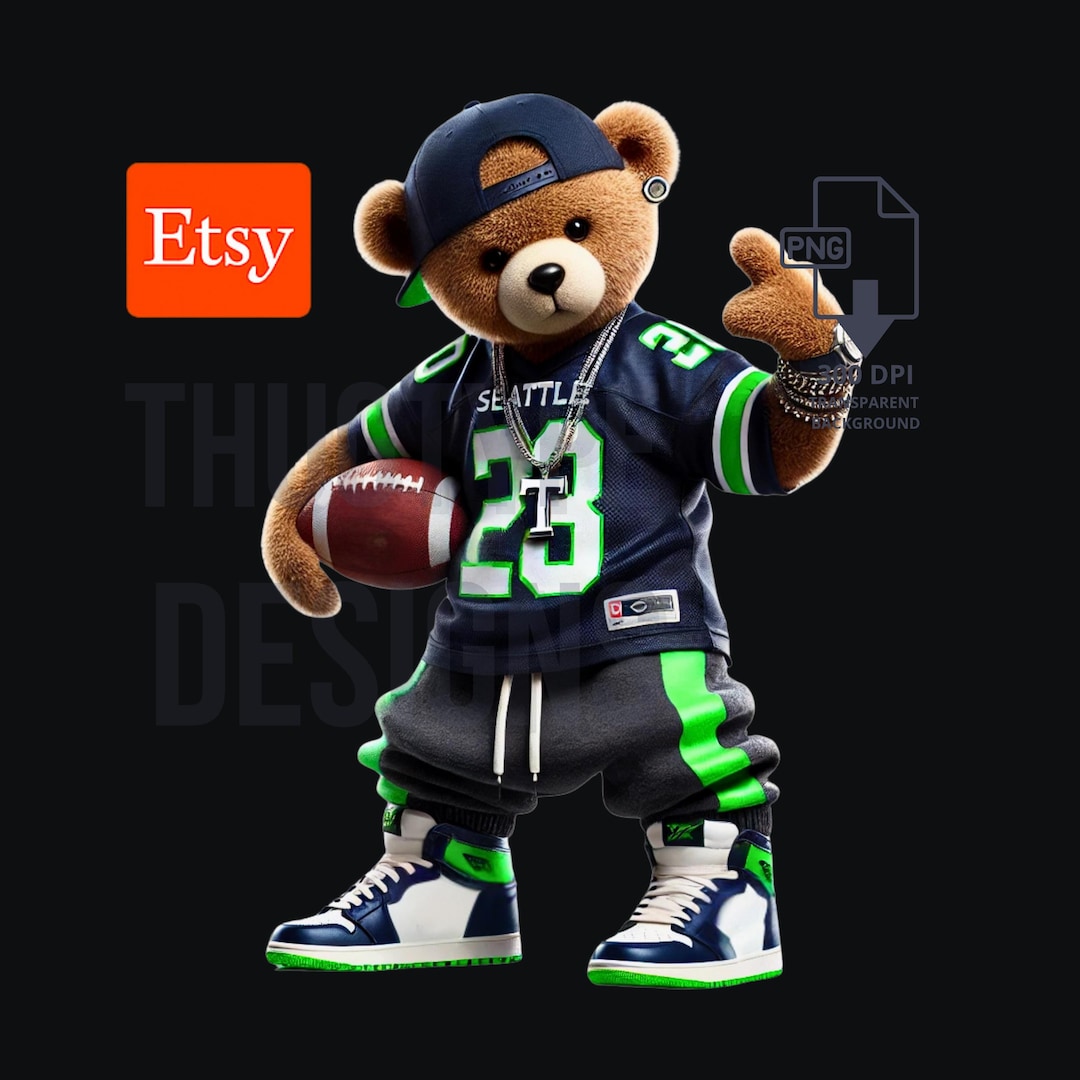 Seattle Teddy Bear Png, PNG, Seattle Football Inspired Png, Digital ...
