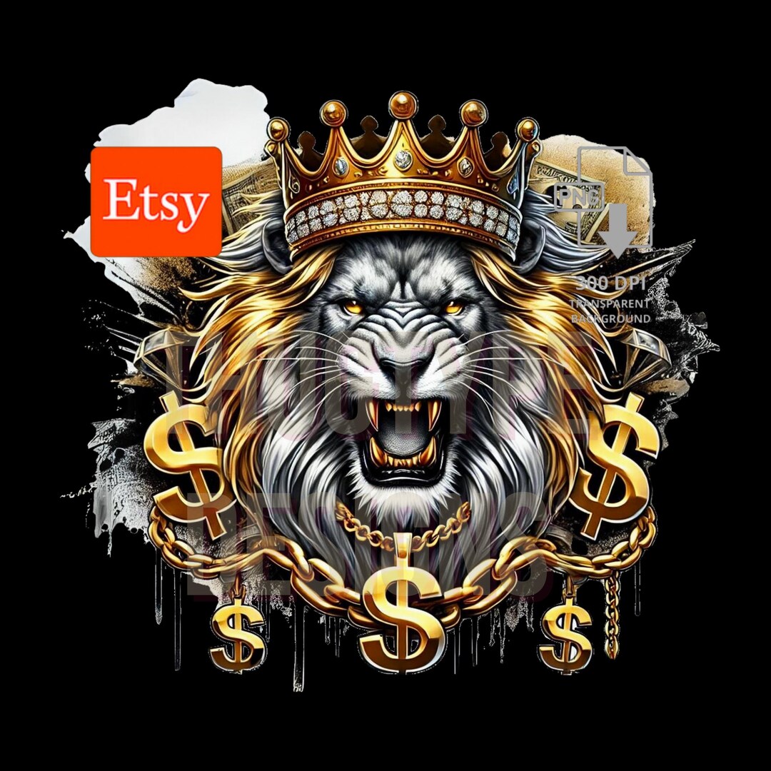 Dripping Royal Gangsta Lion, Gold King Hip Hop Lion, Money Themed ...