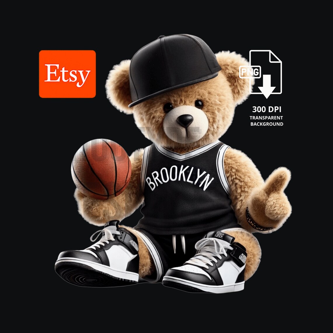 Brooklyn Basketball Hip Hop Teddy Bear PNG | Urban Street B-ball Teddy ...