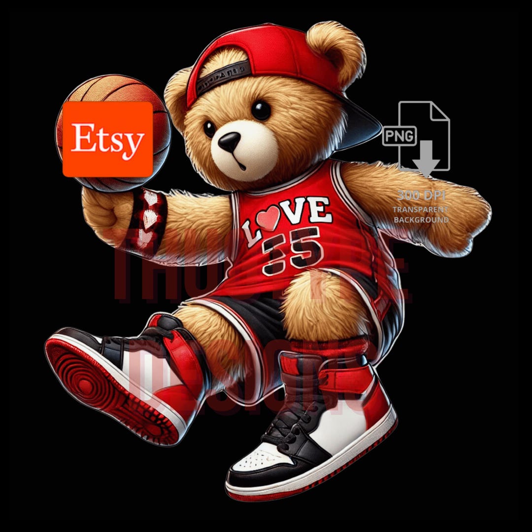 Basketball Love Hip Hop Gangsta Teddy Bear Cartoon - Digital Download ...