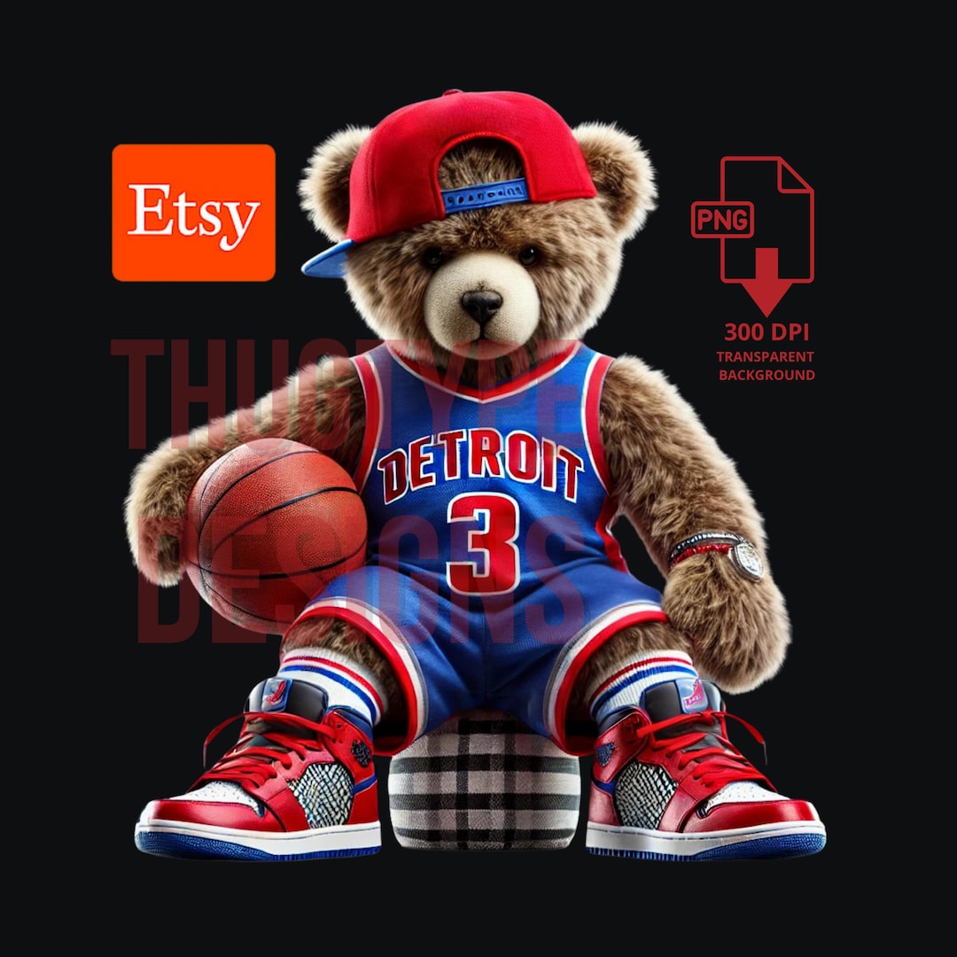 Detroit Basketball Hip Hop Gangsta Teddy Bear Cartoon Digital Download ...