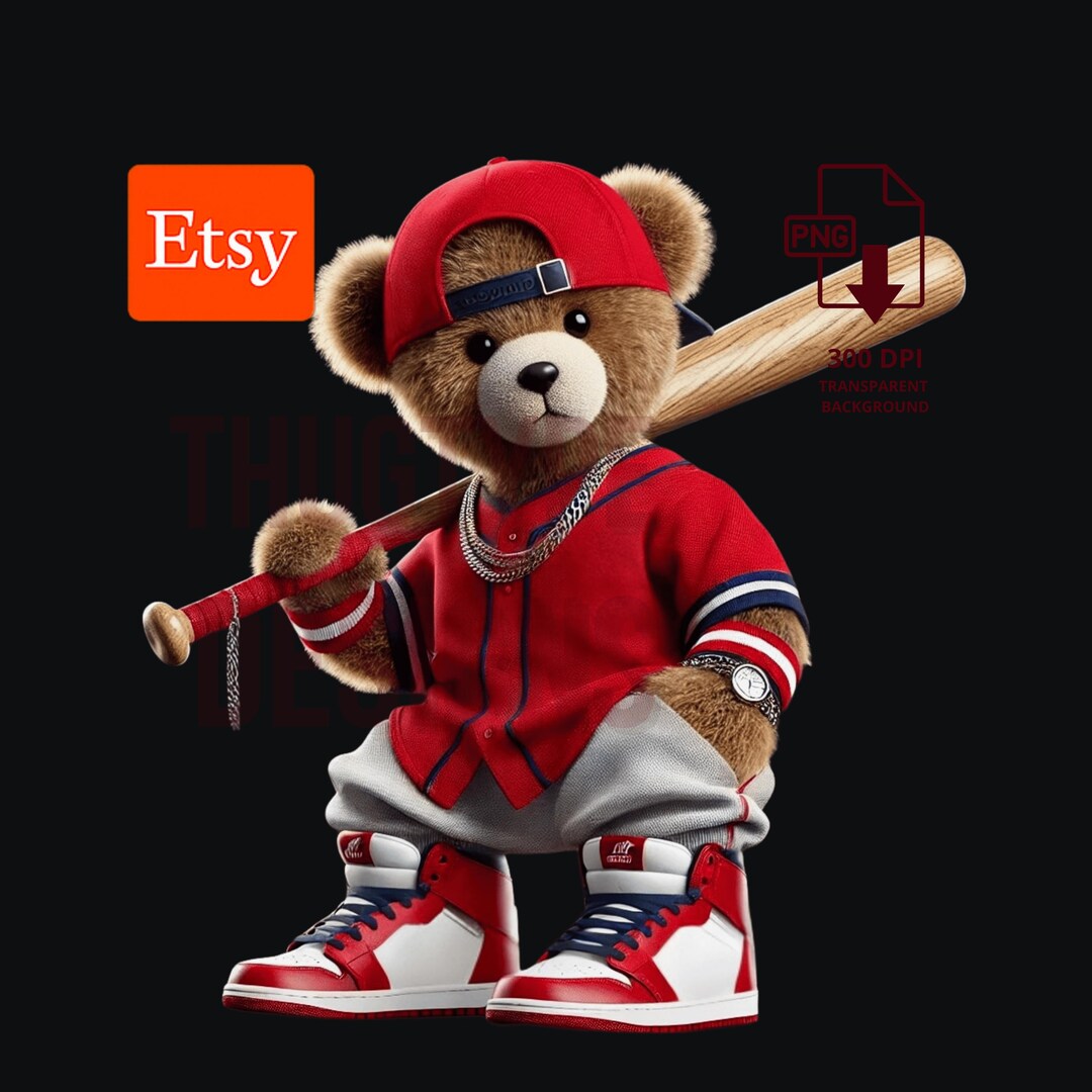 Boston Baseball Hip Hop Teddy Bear PNG | Urban Streetwear Teddy Clipart ...
