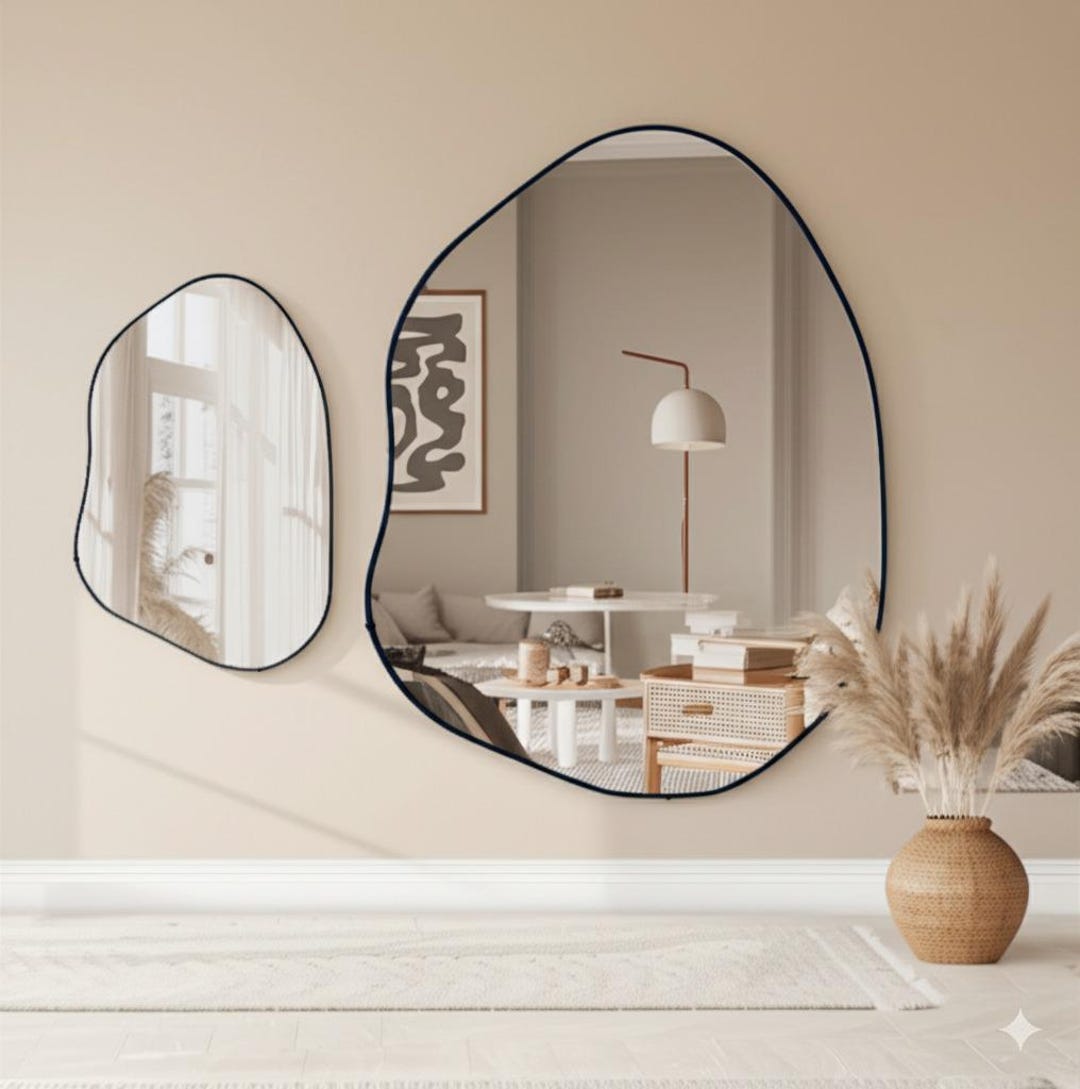 Large Asymmetrical Aesthetic Unique Mirror - Irregular Wall Decor ...