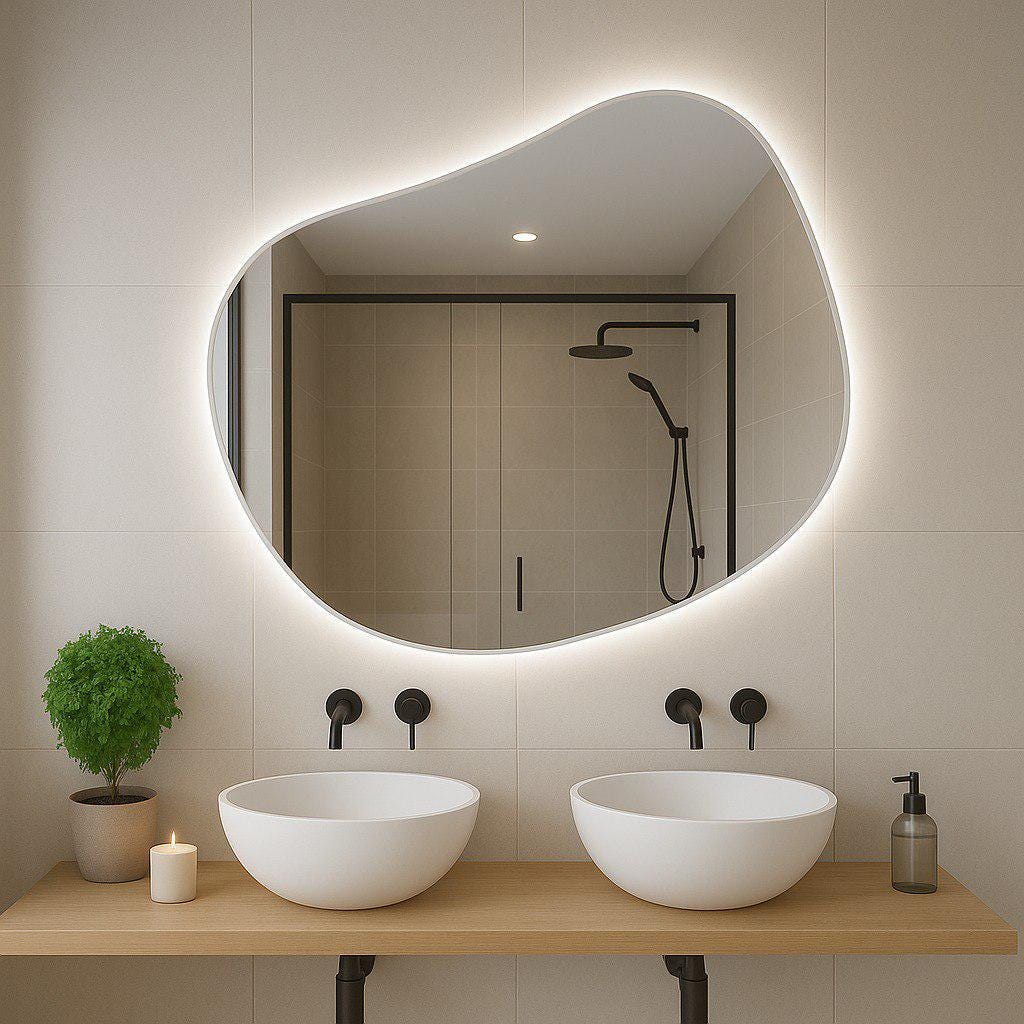 Asymmetrical Bathroom LED Mirror - Irregular Circle Lights Mirror ...