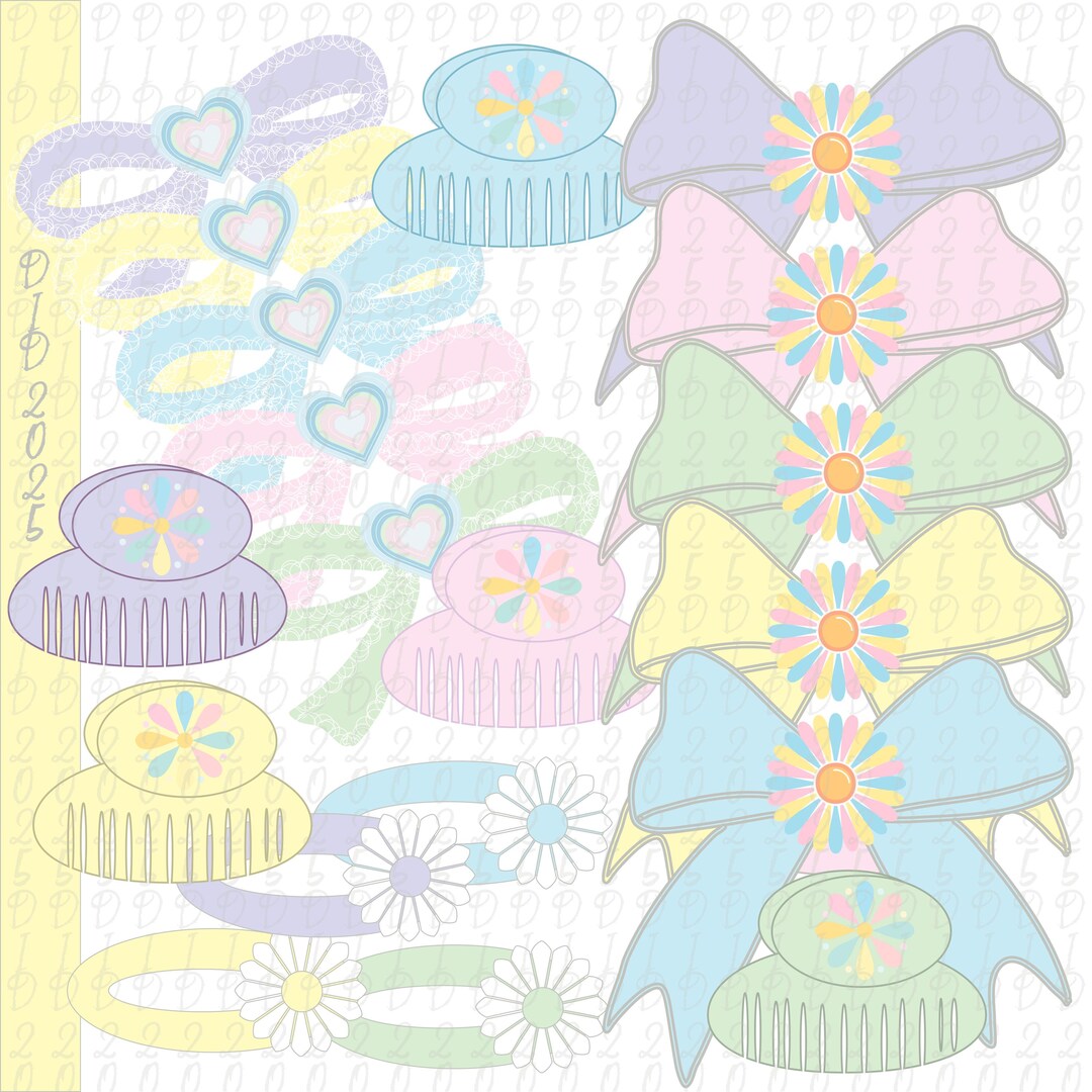 Bows and Barrettes Clip Art - Etsy
