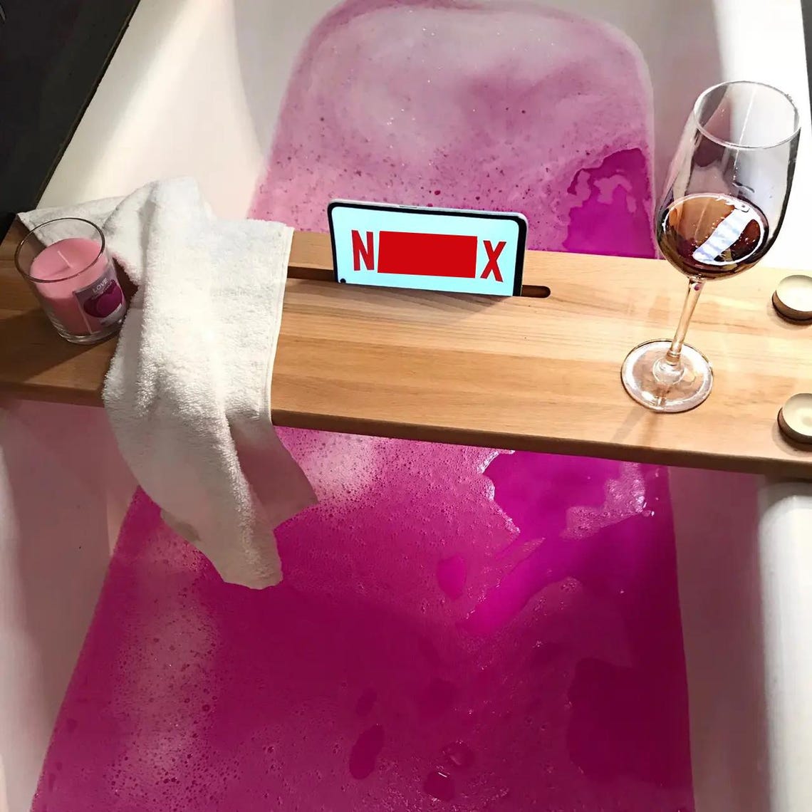Handcrafted Wooden Bath Shelf, Beech Bathtub Tray, Multifunctional ...