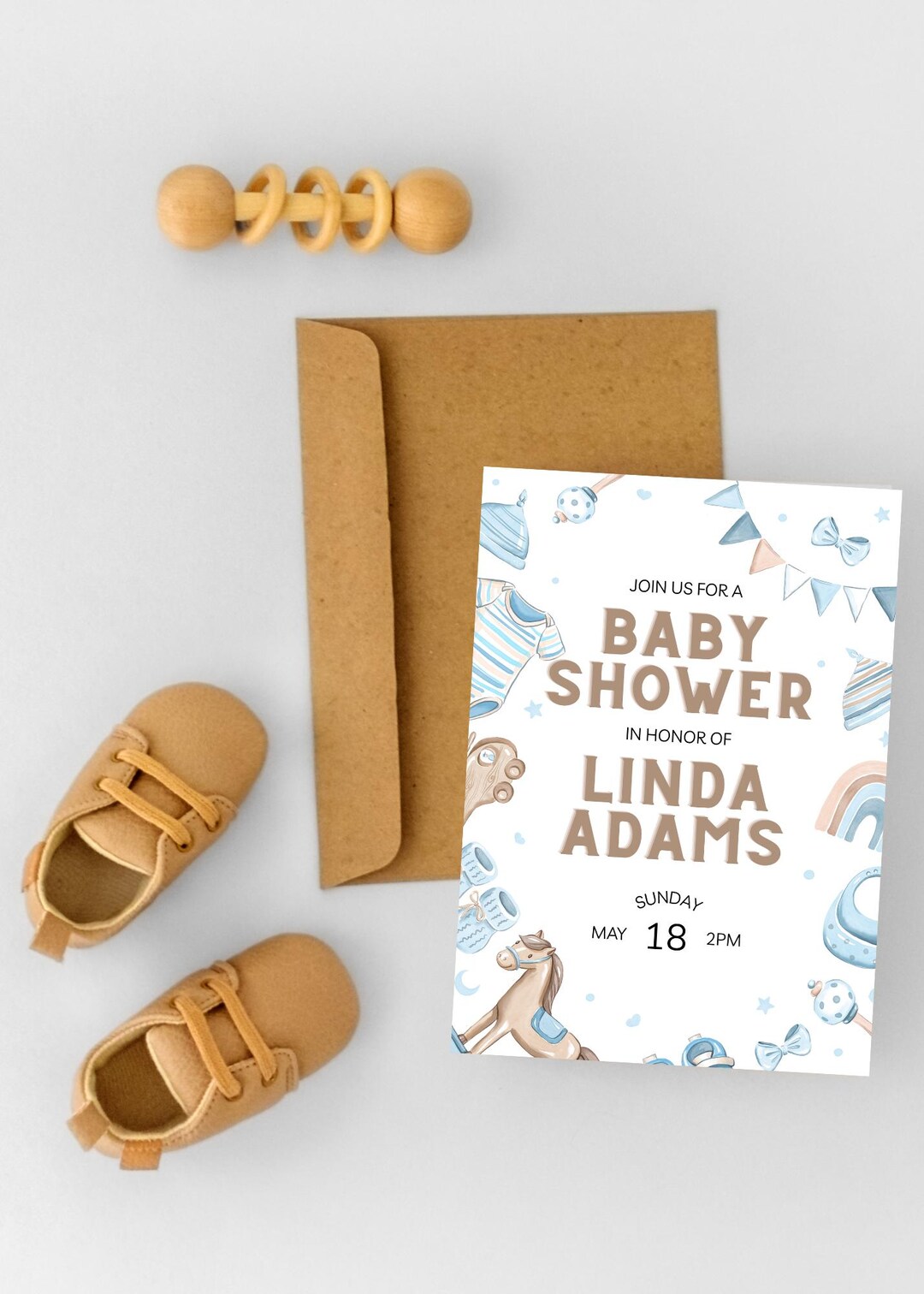 Simple Baby Shower Invitation Editable Template - Etsy