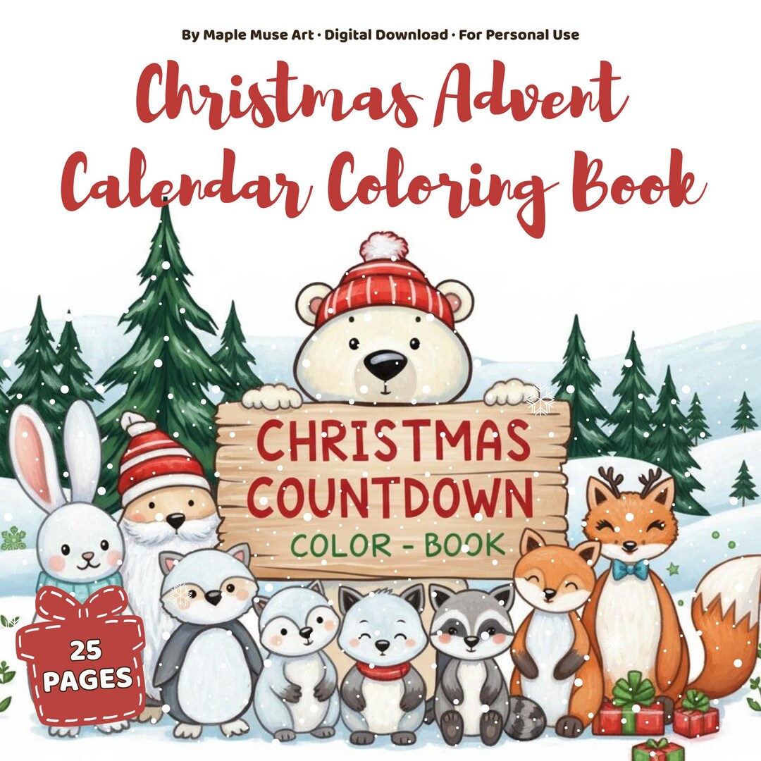 Christmas Advent Calendar Coloring Book | 25-day Countdown | Winter ...