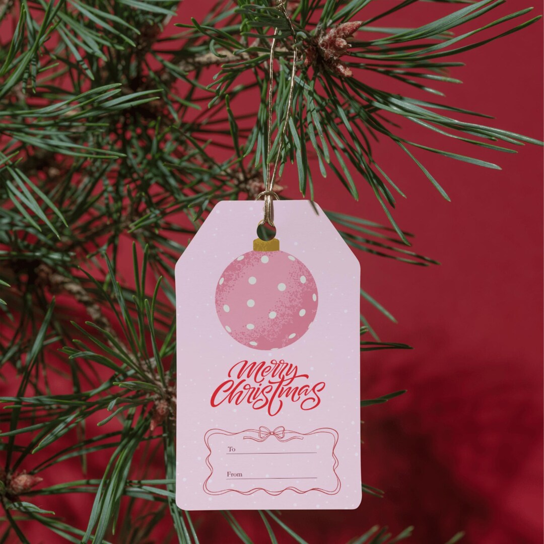 Pink Christmas Gift Tag Set | Printable To/from Labels (PDF & PNG) - Etsy