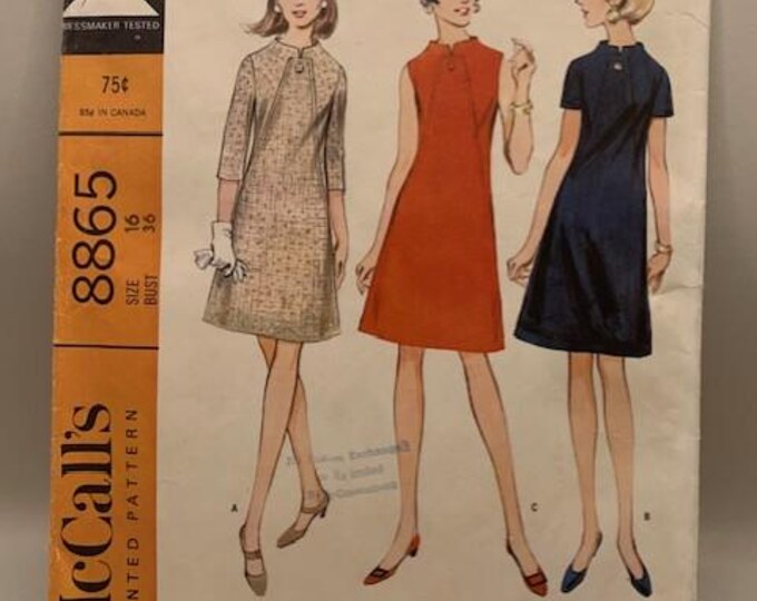 Vintage 1967 Mccall's 8865 Sewing Pattern – Misses' Dress With 3 Sleeve ...