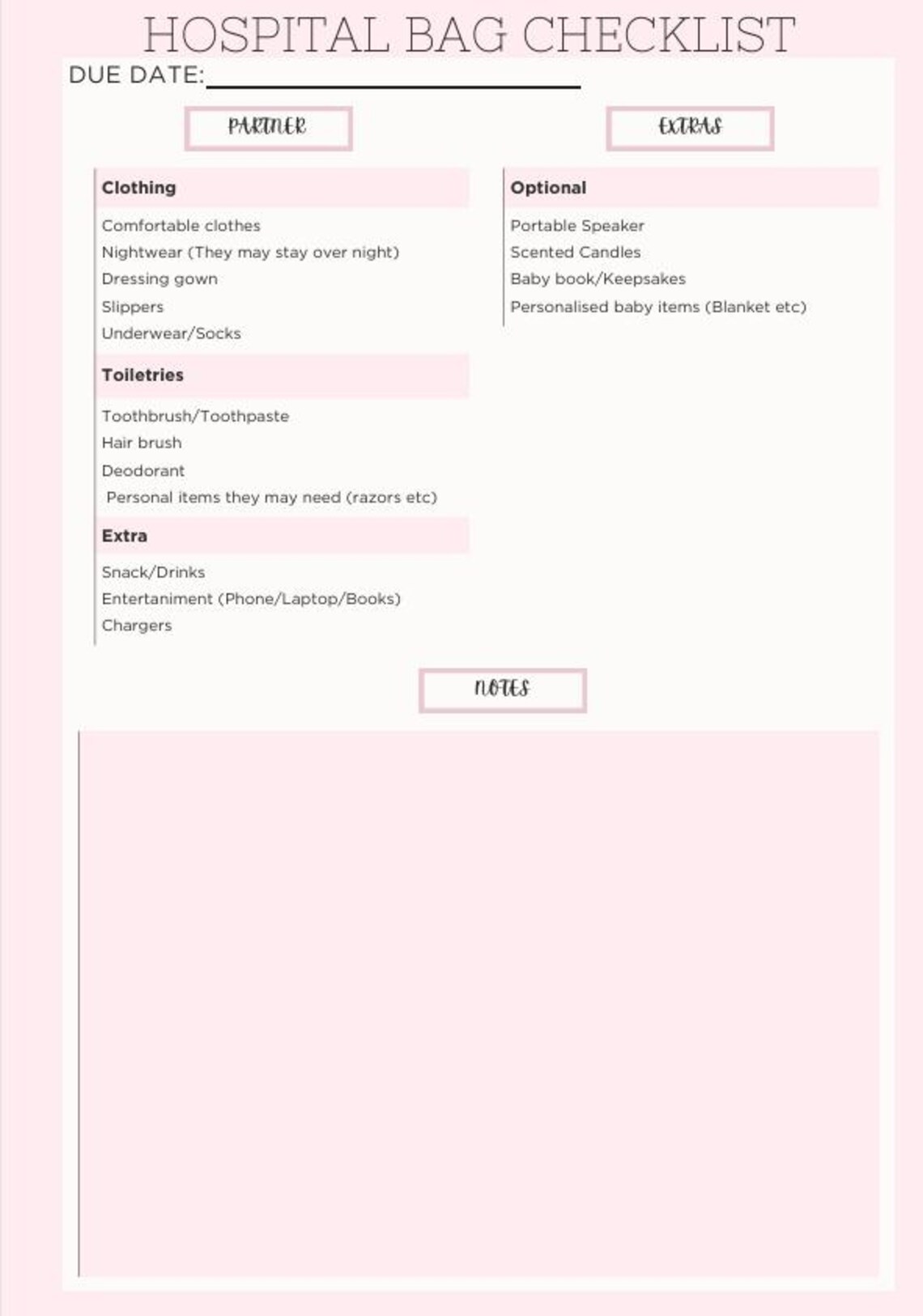 Hospital Checklist - Etsy