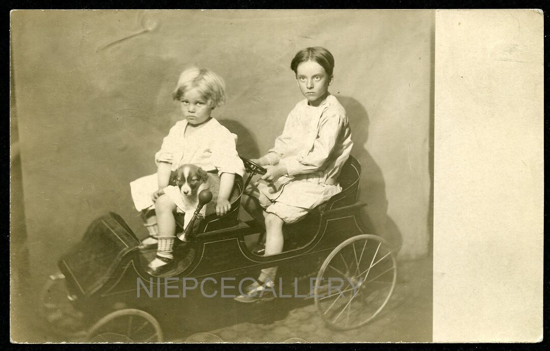 Children With PUPPY Dog on Fancy PEDAL CAR - C1910 Photo - Etsy
