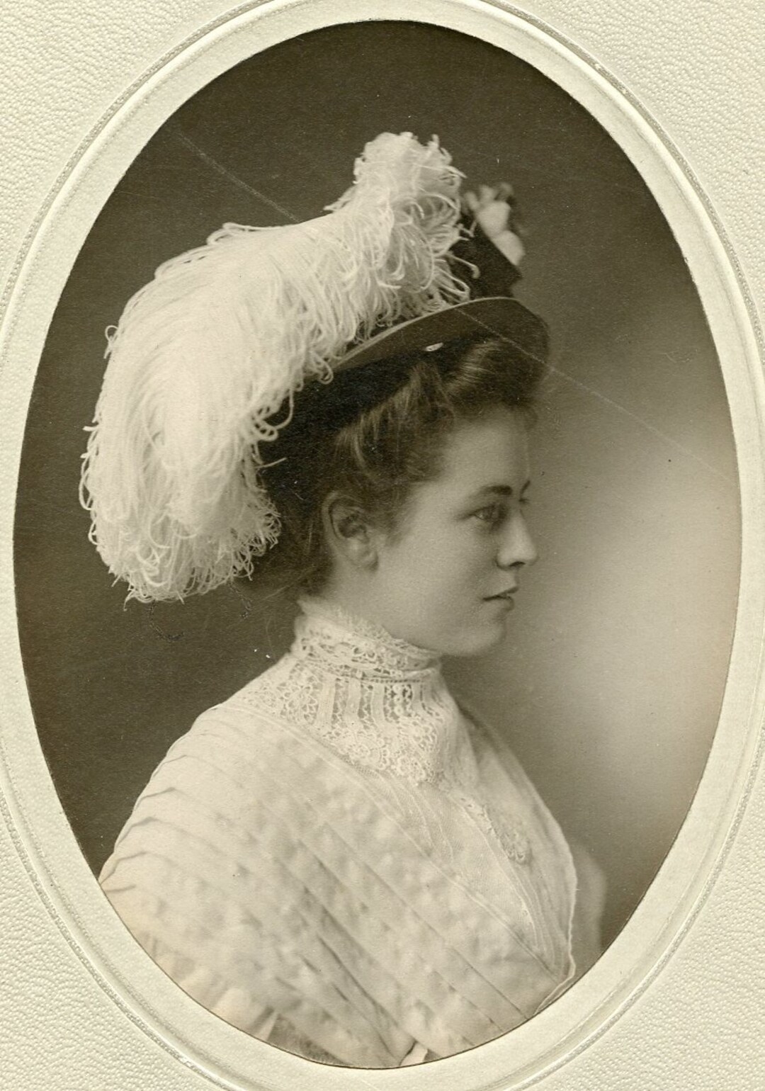 Beautiful Woman in STUNNING FEATHER HAT - Decatur, Illinois - C1910 ...