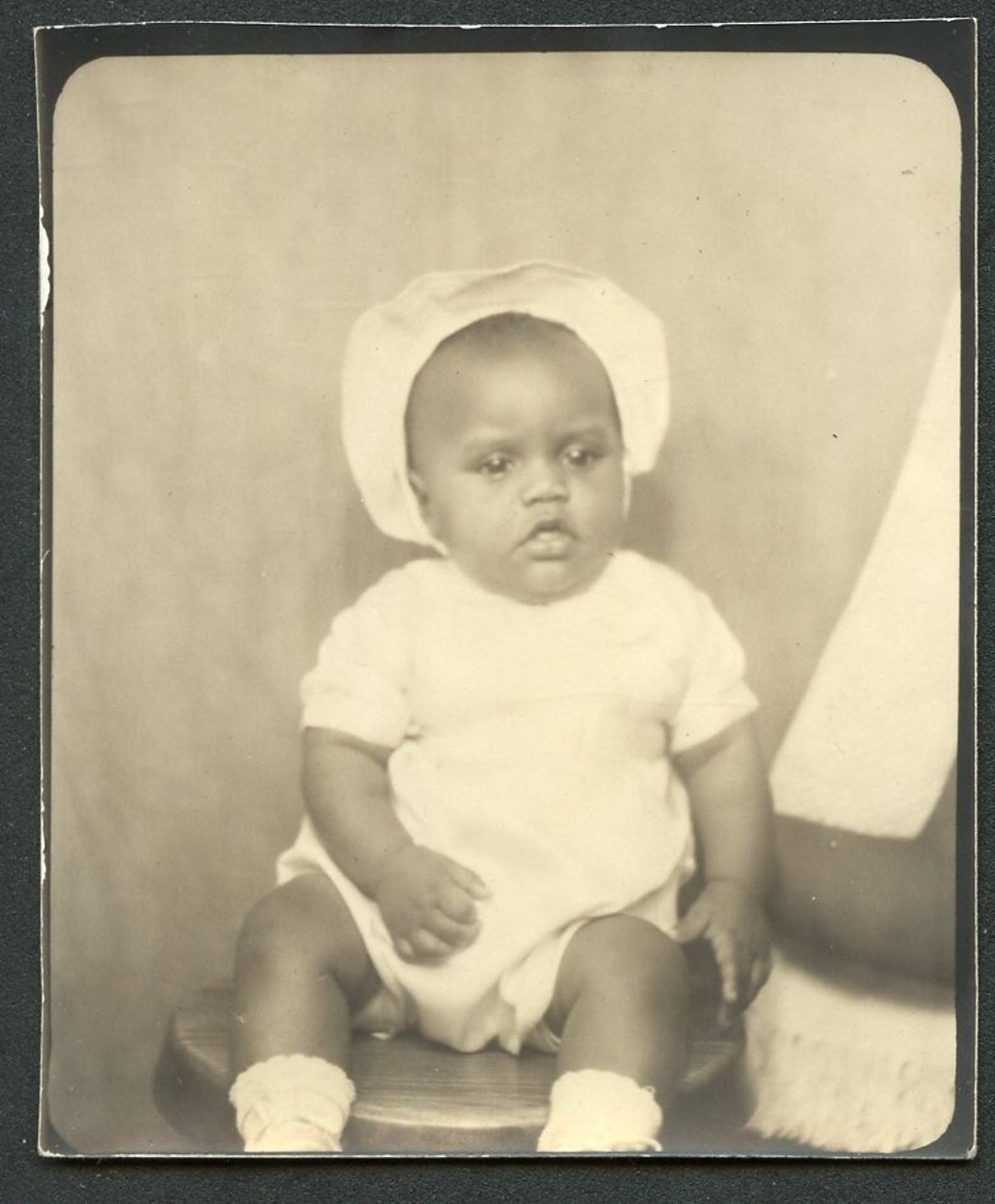 Photo Booth Photo of Adorable AFRICAN AMERICAN Baby in Bonnet - 1940s ...