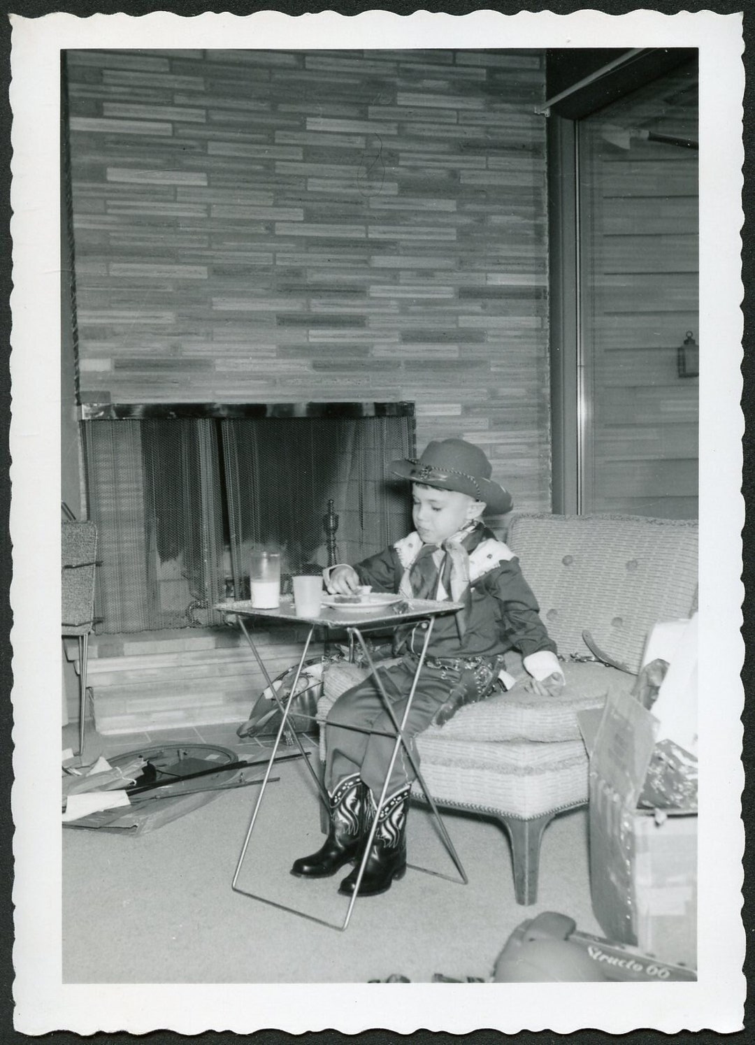 Little COWBOY Eating Lunch on TV TRAY - Americana - Slice of Life ...