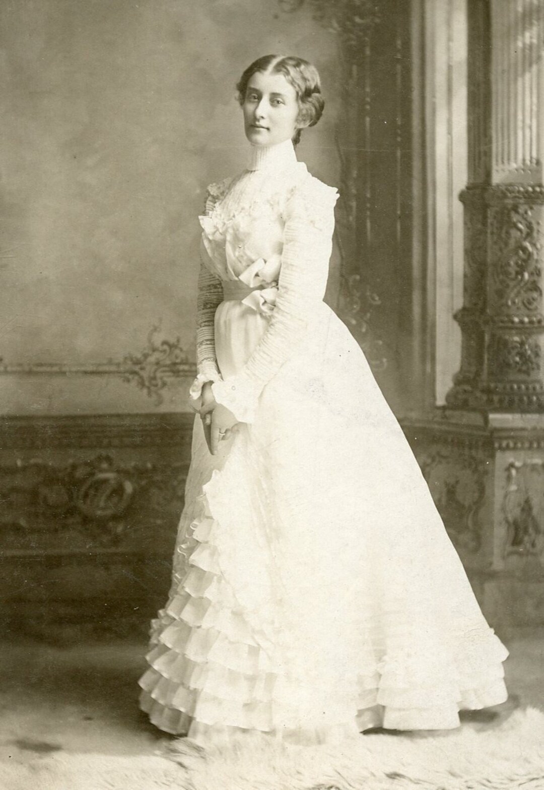 Anna in STUNNING GRADUATION GOWN - Original 1900 Cabinet Photo - Etsy