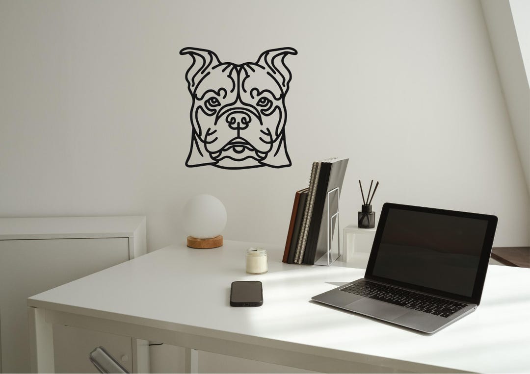 Dog Wall Decor American Bully Line Art Dog Silhouette Wall Art Pet ...
