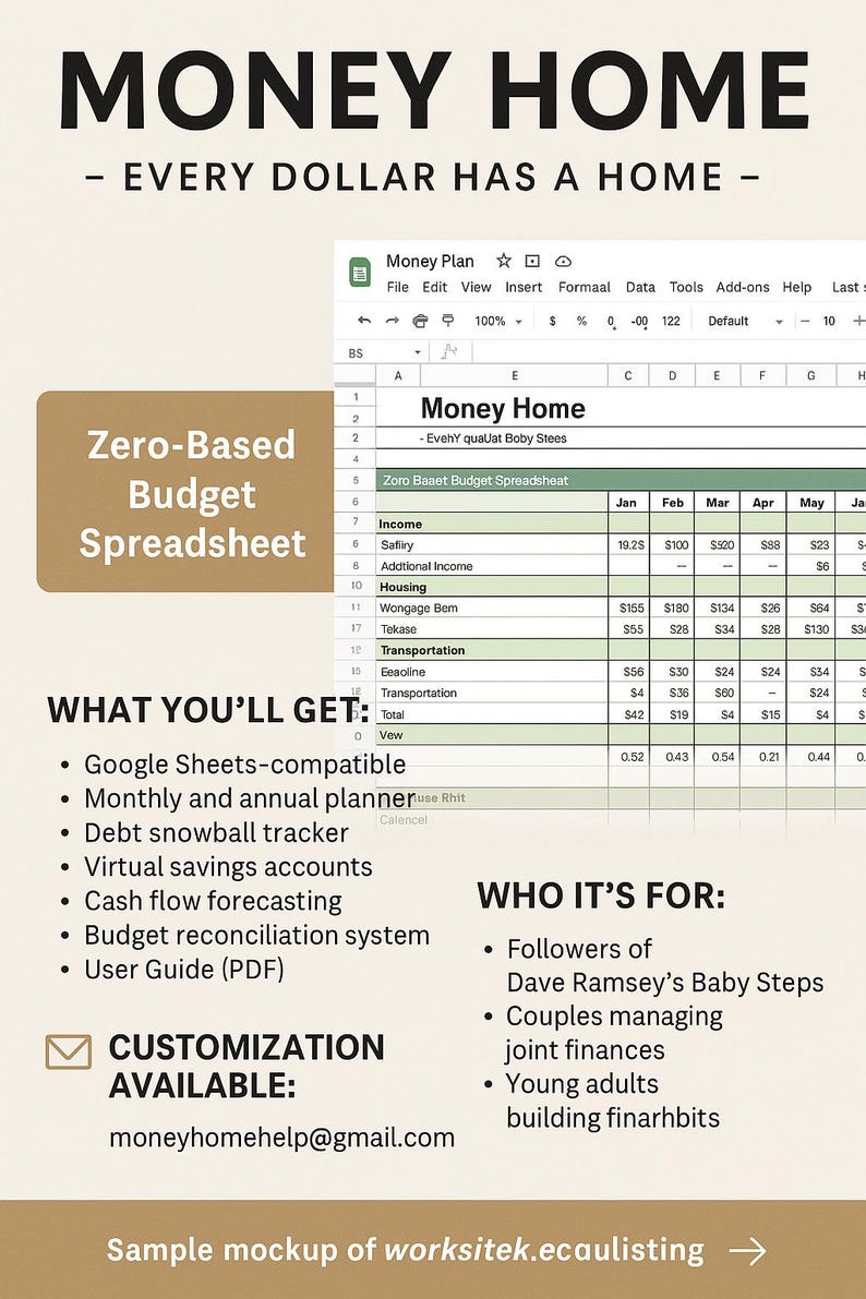 Zero-based Budget Spreadsheet for Google Sheets – Monthly Financial ...