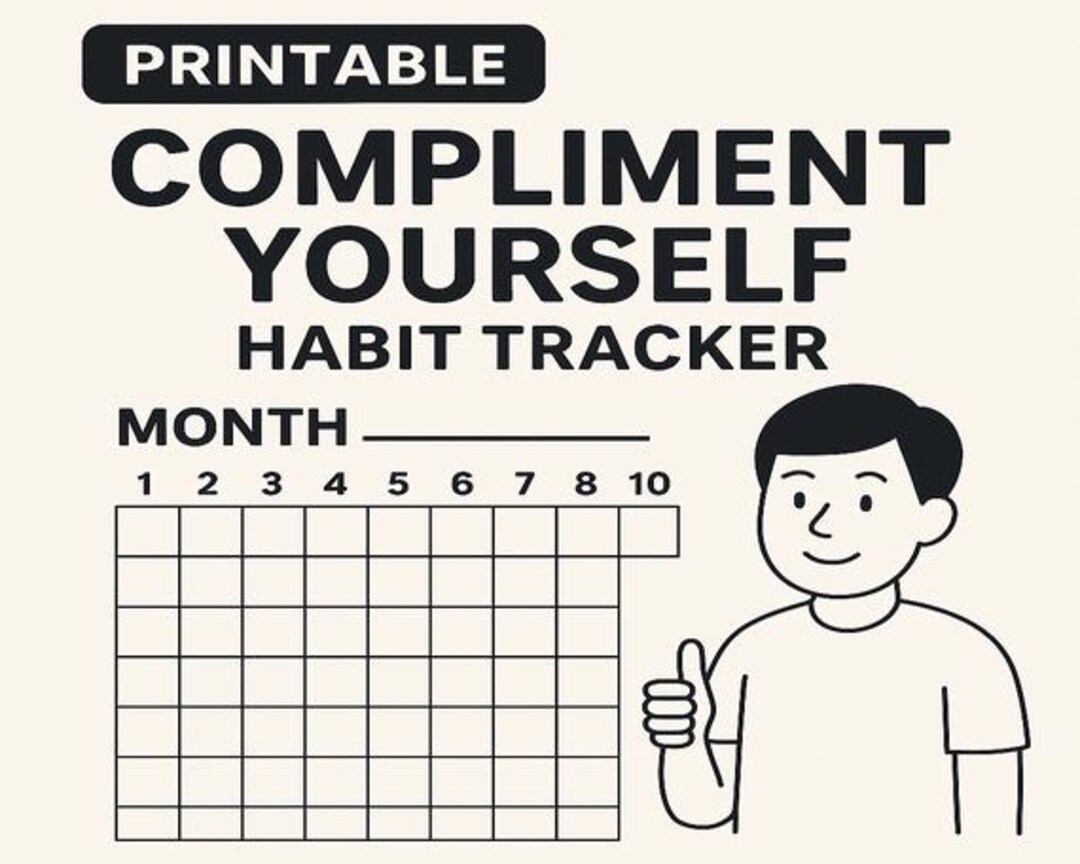 Compliment Yourself Habit Tracker – Daily Self-love Chart – Confidence ...