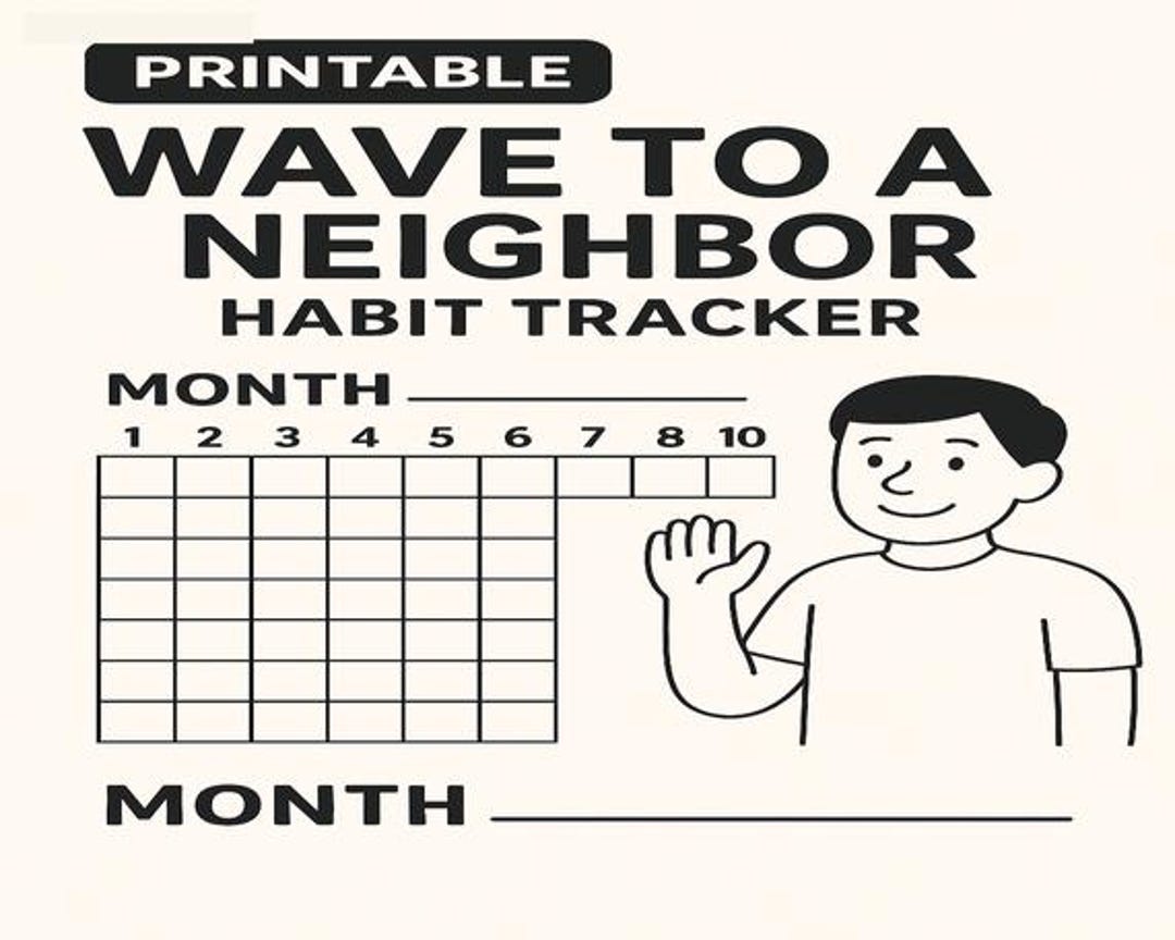 Wave to a Neighbor Habit Tracker – Daily Kindness Chart – Friendly ...