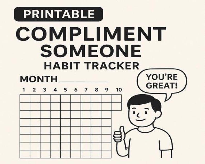 Compliment Someone Habit Tracker – Daily Kindness Printable Chart ...