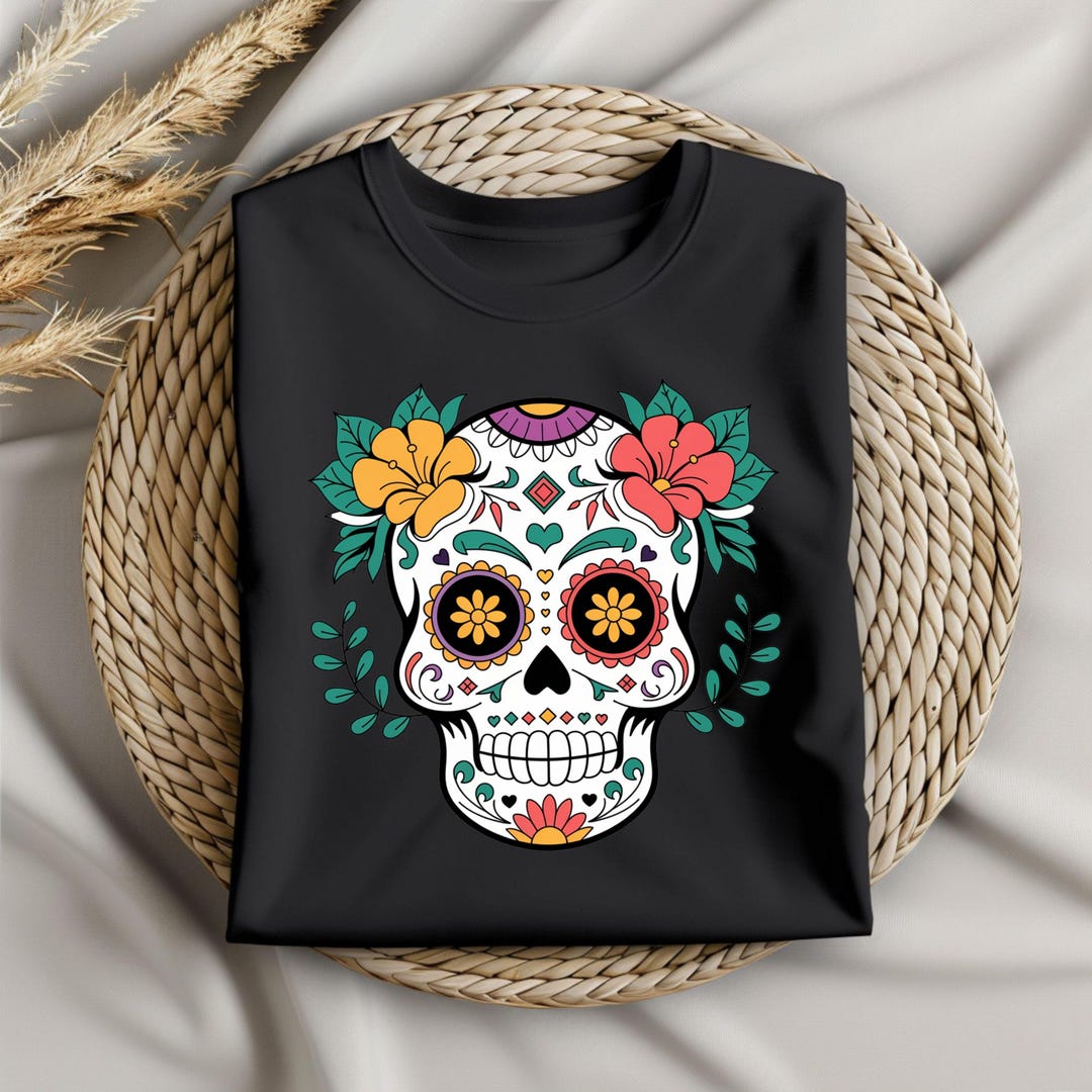 Sugar Skull PNG, Day of the Dead Clipart, Floral Calavera Art, Colorful ...